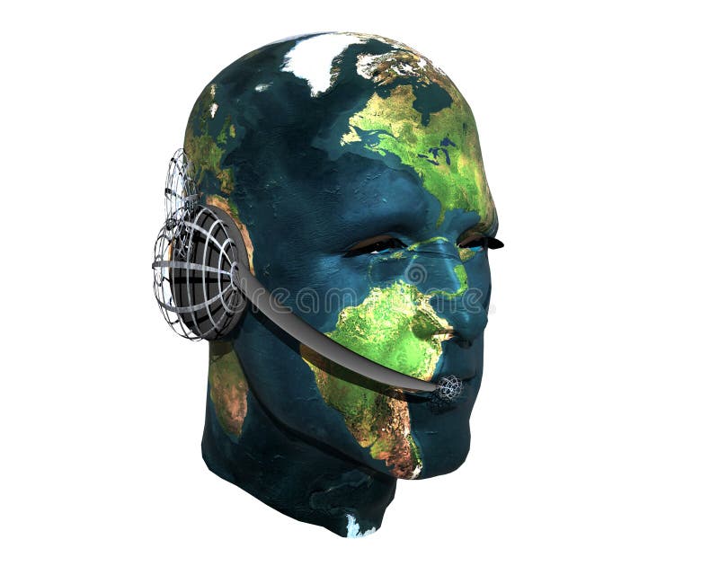 3D Men Face with Earth Texture Stock Illustration - Illustration of ...