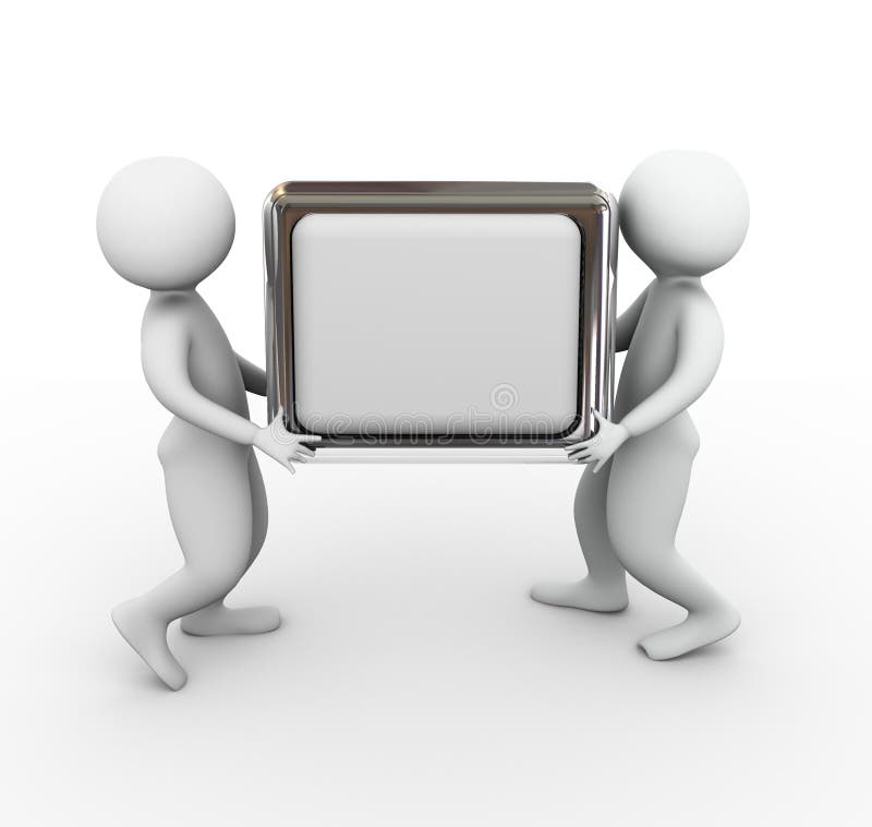 3d man with tablet PC stock illustration. Illustration of commercial ...