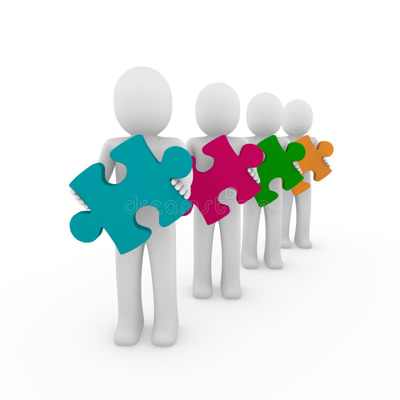 3d men puzzle teamwork stock illustration. Illustration of animated ...
