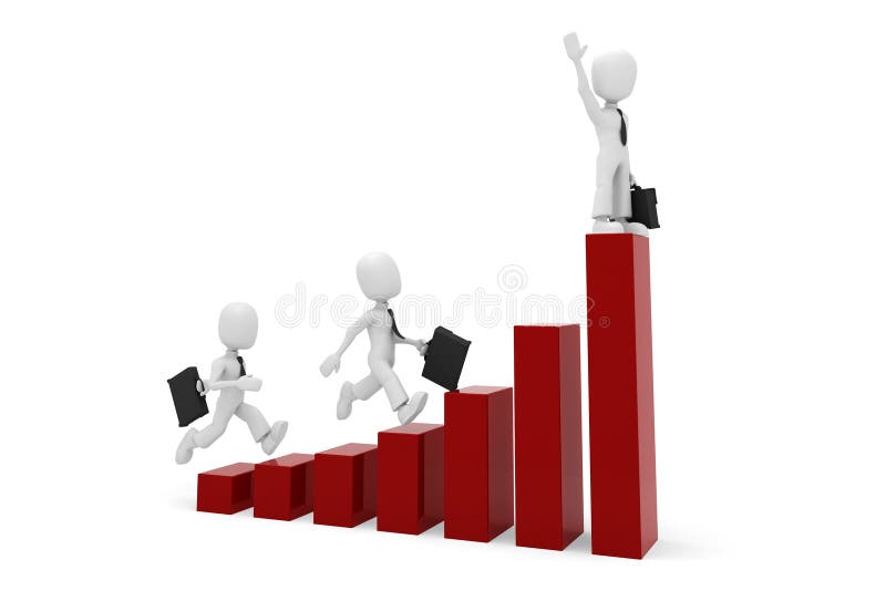 3d men running for the top stock illustration. Illustration of wheel ...