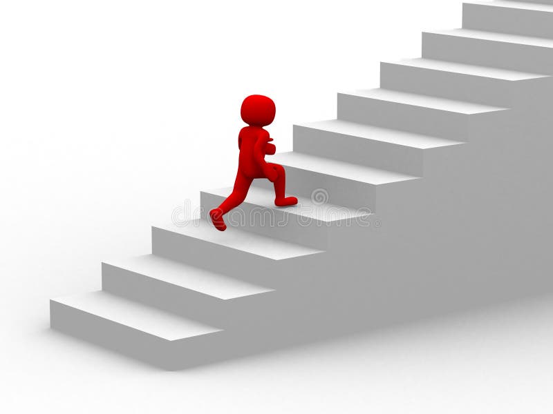 3d Mens - Mensen Beklim De Trap - Trede Stock Illustratie ...