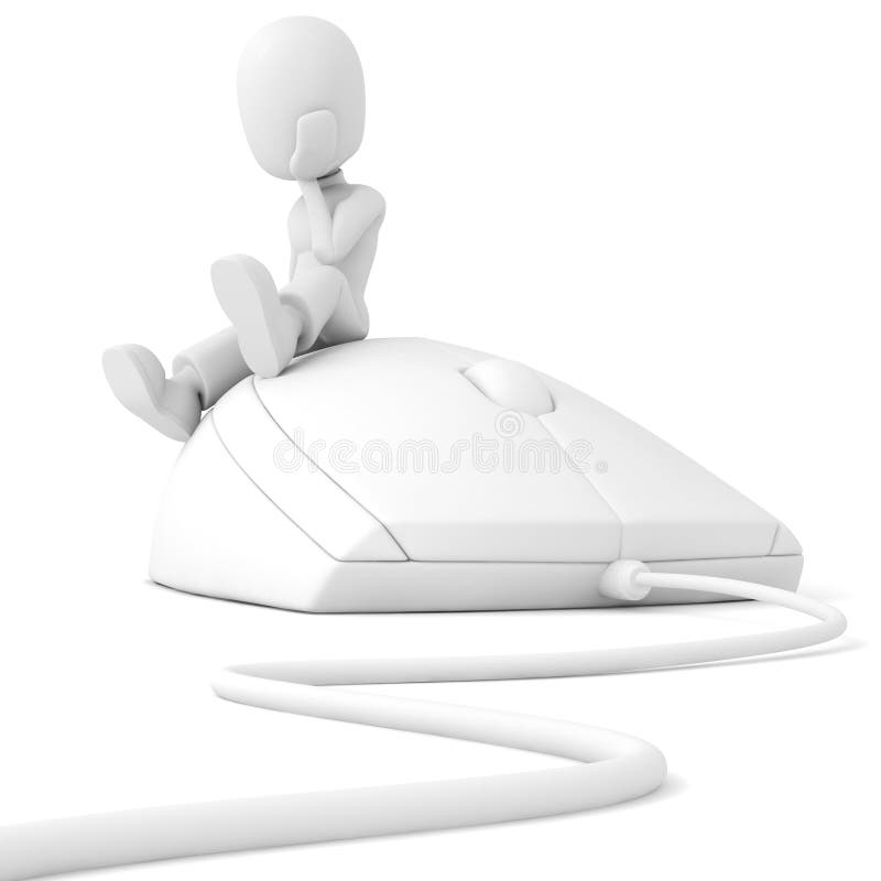 3d Mensenzitting Op Een Computermuis Stock Illustratie - Illustration ...