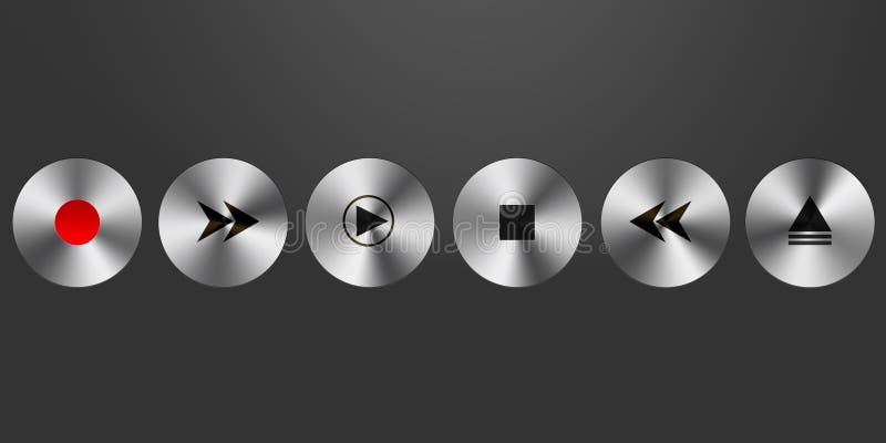 3d Metallic Media Player Buttons Stock Illustration - Illustration of ...