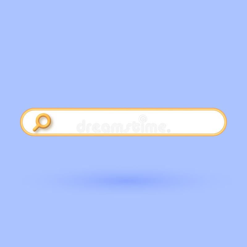 3D Minimal Search Bar or Magnifying Glass in Blank Search Bar. Vector ...
