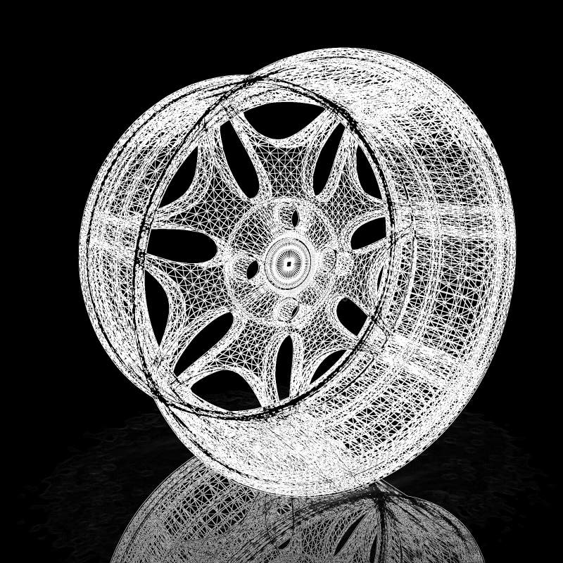 3d model of car wheel rims stock illustration. Illustration of line ...