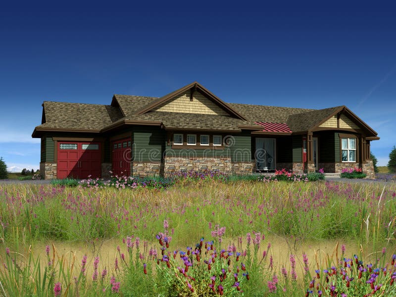 3d model of ranch house stock photo. Image of suburban - 2039994