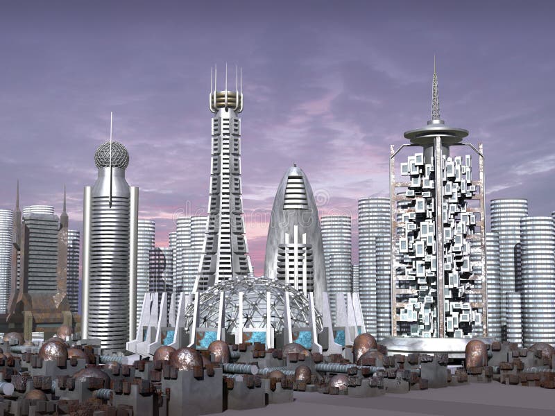 3d Model of Sci-fi city stock illustration. Illustration of fantastic ...