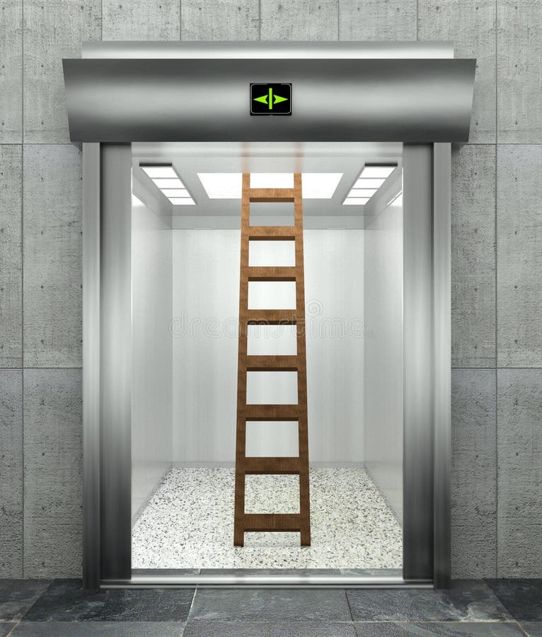 3d Modern Elevator with Ladder Stock Illustration - Illustration of ...