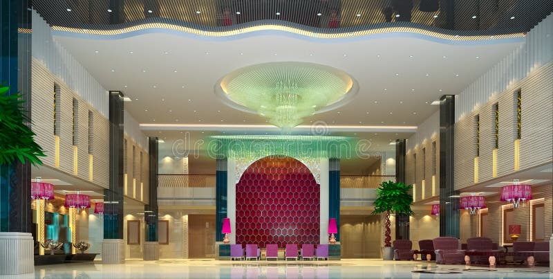 3d modern hall,corridor stock illustration. Illustration of marble ...