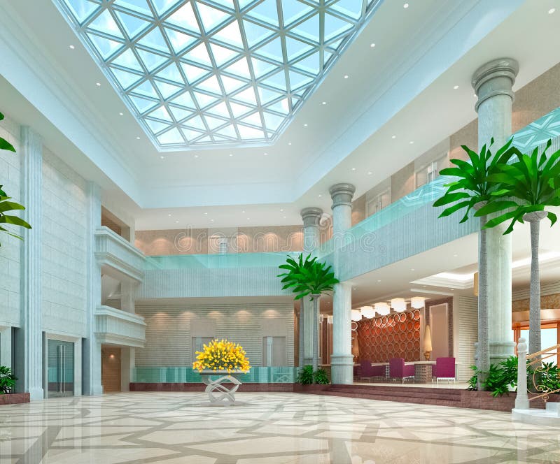 3d modern hall,corridor stock illustration. Illustration of ornate ...