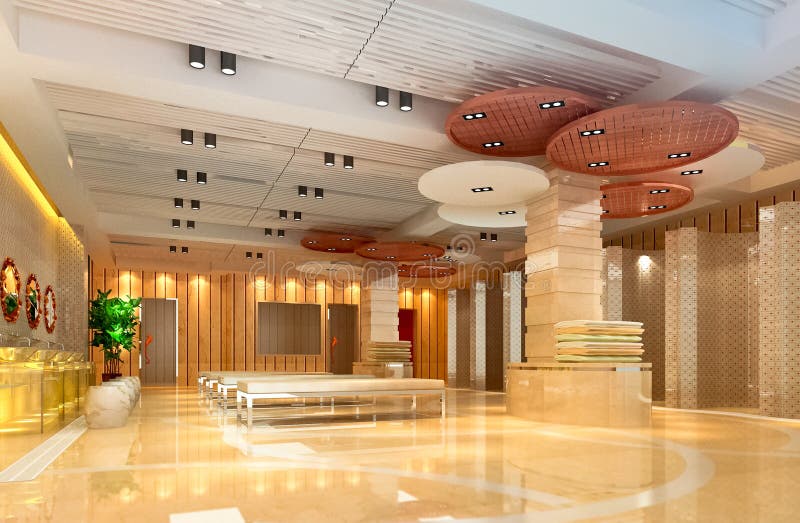 3D club room, hall stock illustration. Illustration of comfortable ...