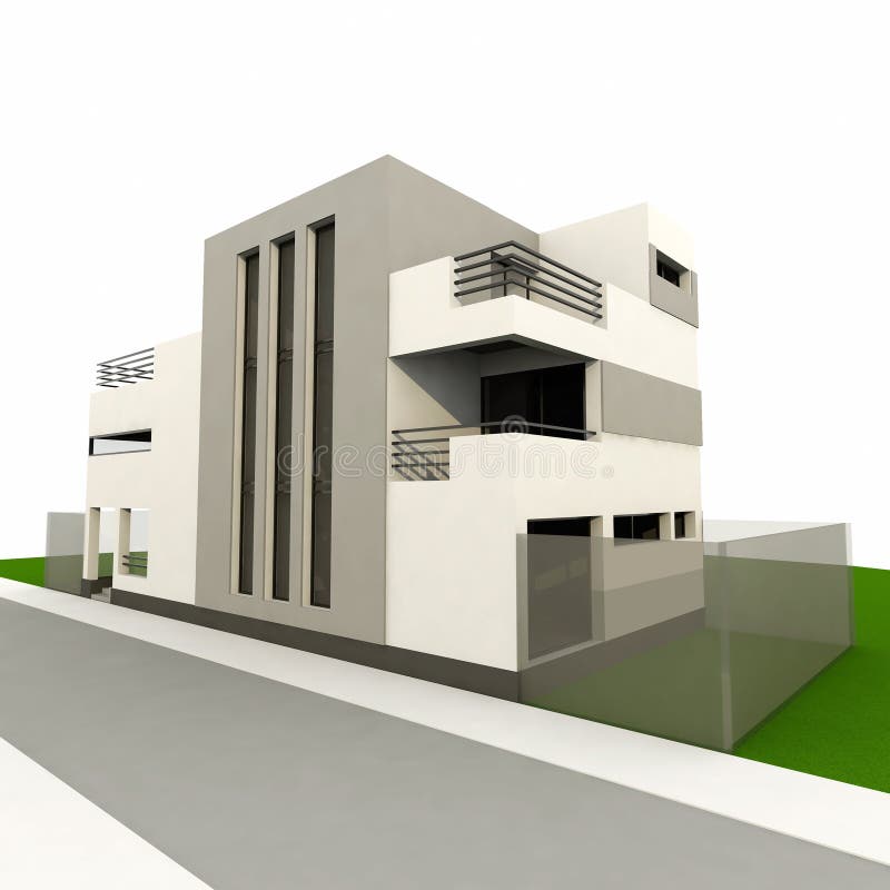 3d modern house stock illustration. Illustration of estate - 18331588