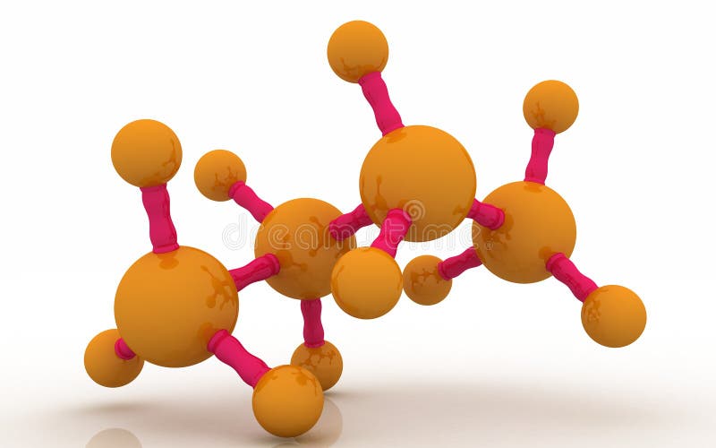3d Molecular Model of Butane on White Background Stock Illustration ...