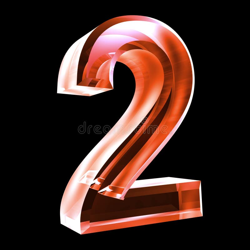 3d number 2 in red glass stock illustration. Illustration of isolated ...