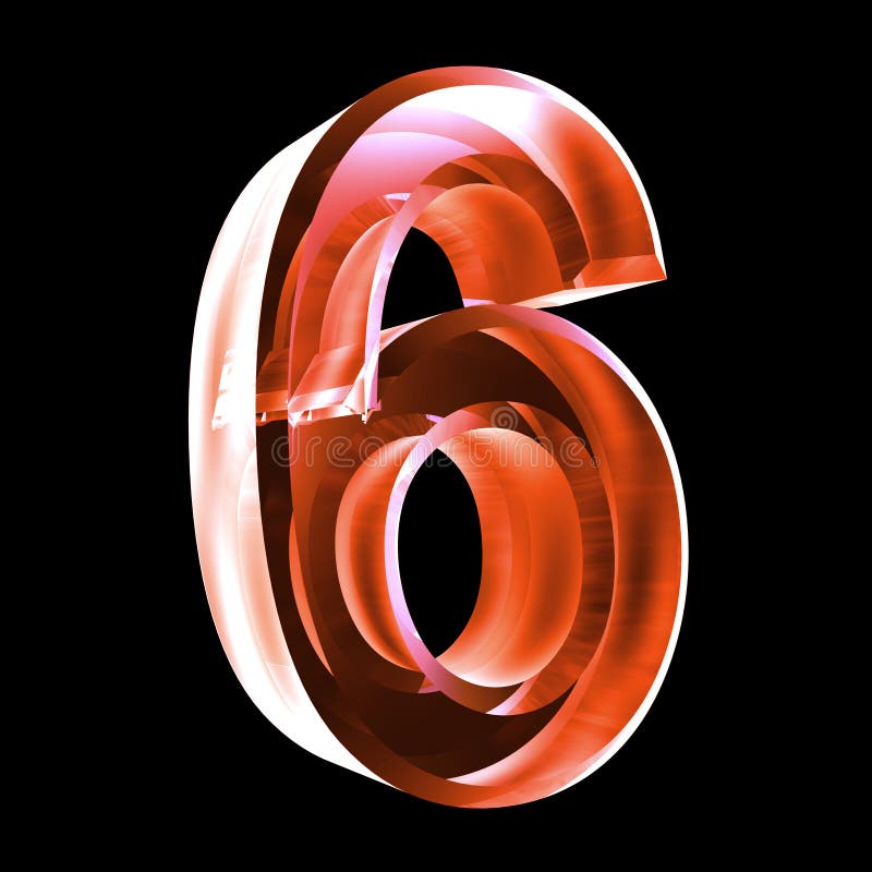 3d number 6 in red glass stock illustration. Illustration of small ...