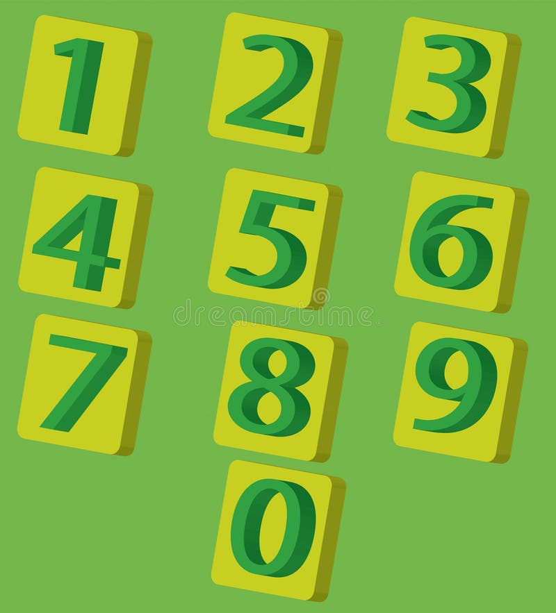 3D numbers stock vector. Illustration of colorful, green - 5830599