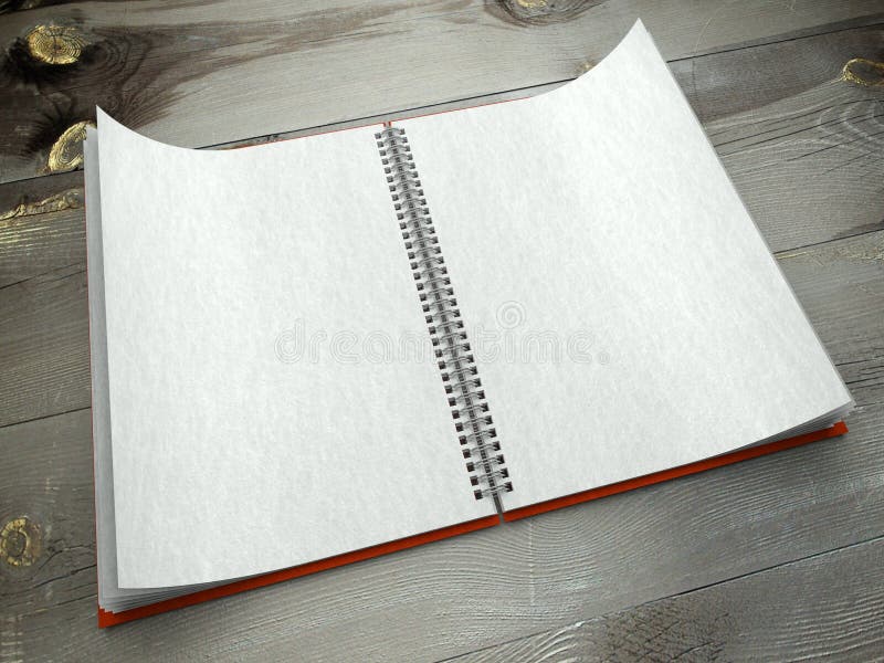 3d Open Blank Notebook On Desk Paper Texture Stock Image - Image of ...