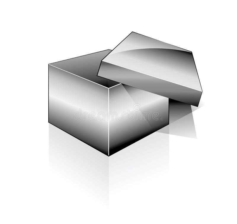 3D Open Box Black and White Stock Vector - Illustration of packing ...