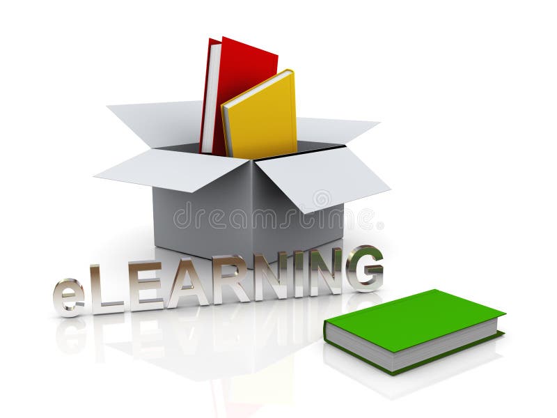 3d open box and books stock illustration. Illustration of notebook ...