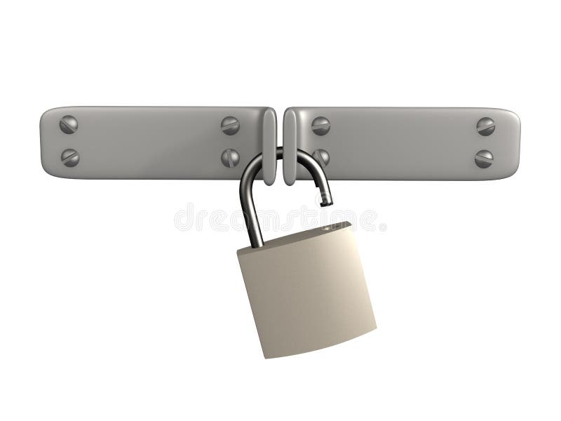 3d Open Lock, Hanging on Two Metal Shutters Stock Illustration ...