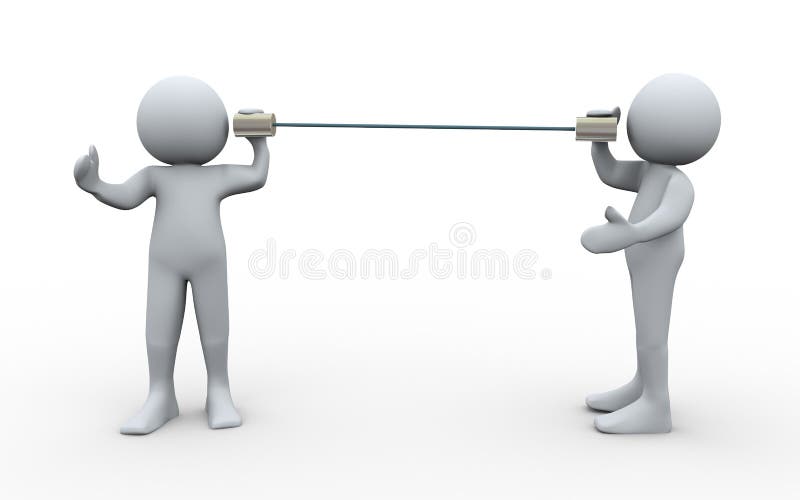 3d People Talking with Metallic Tin Can Phone Stock Illustration ...