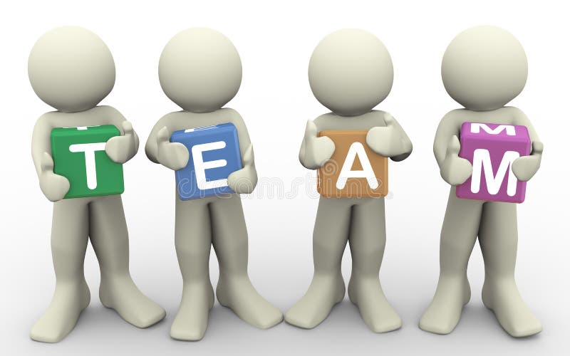 3d people team work cubes stock illustration. Illustration of goal ...