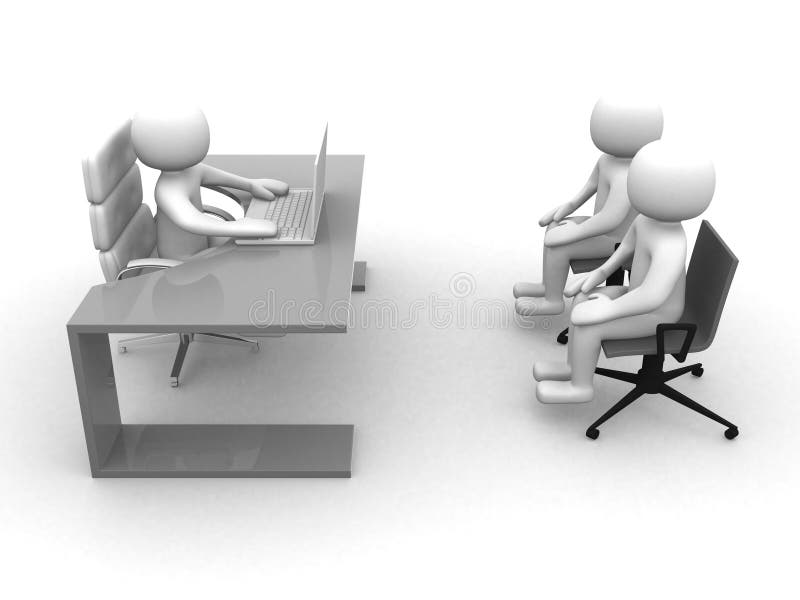 3d People - Employee and Employer in the Meeting Stock Illustration ...