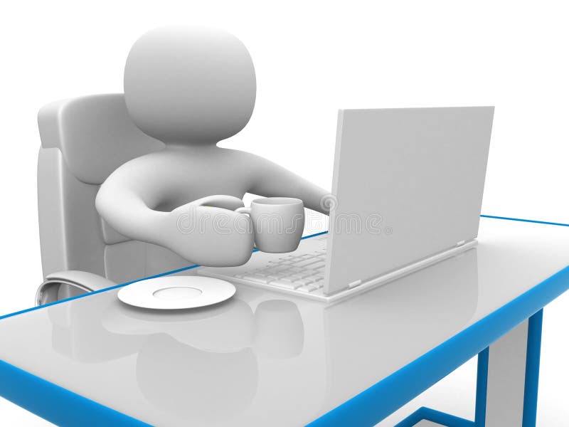 3d Business People Working on Laptop Stock Illustration - Illustration ...