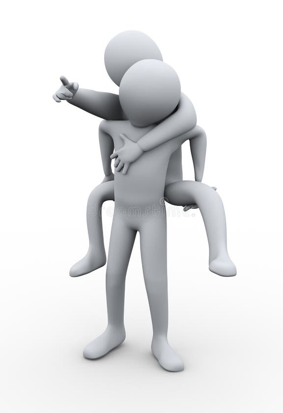 3d people piggyback stock illustration. Illustration of motivation ...