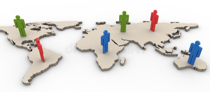 3d people on the worldmap stock illustration. Illustration of business ...