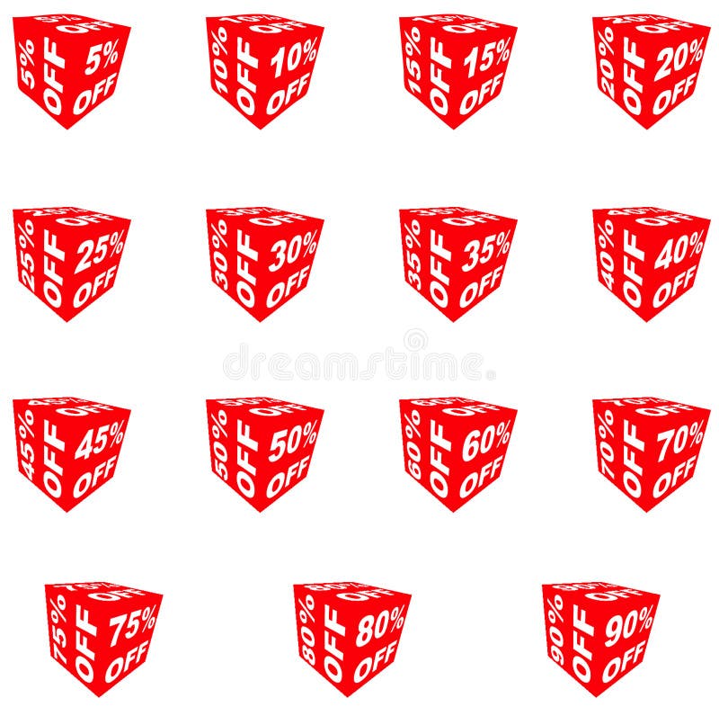 3D Percentage Off Boxes stock vector. Illustration of rendering - 7020929