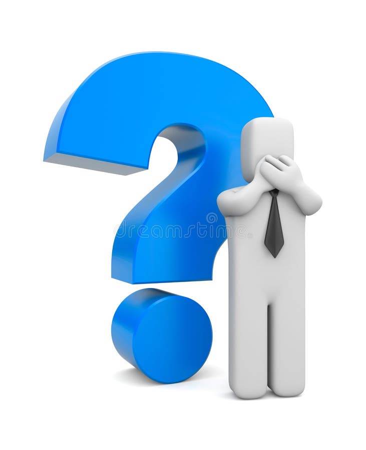 3d Person Businessman with Blue Question Mark Stock Illustration ...