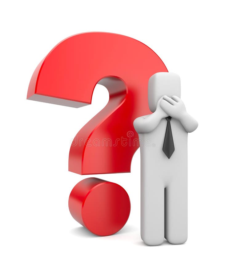 3d Man Sitting with Red Question Mark Stock Illustration - Illustration ...