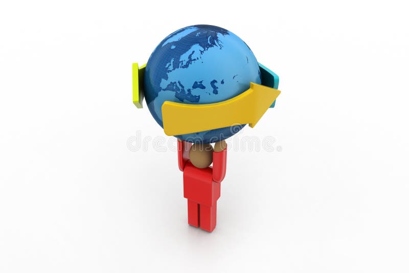 3d Person Carrying the Earth Stock Illustration - Illustration of arrow ...