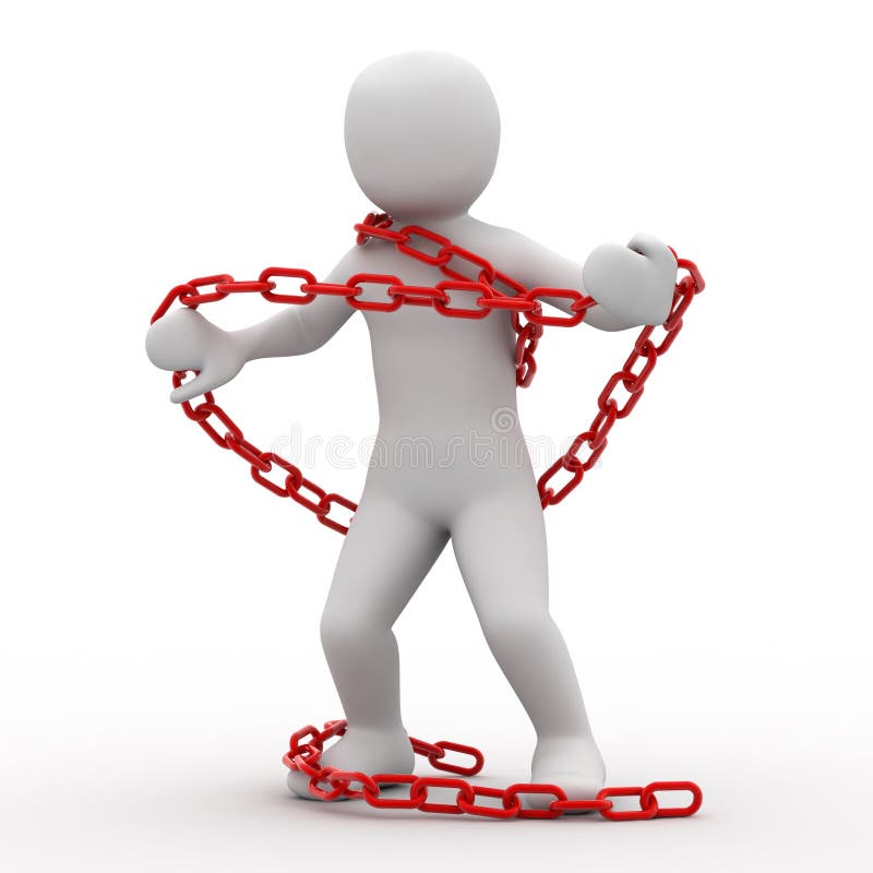 3d person and chain stock illustration. Illustration of problem - 7519319