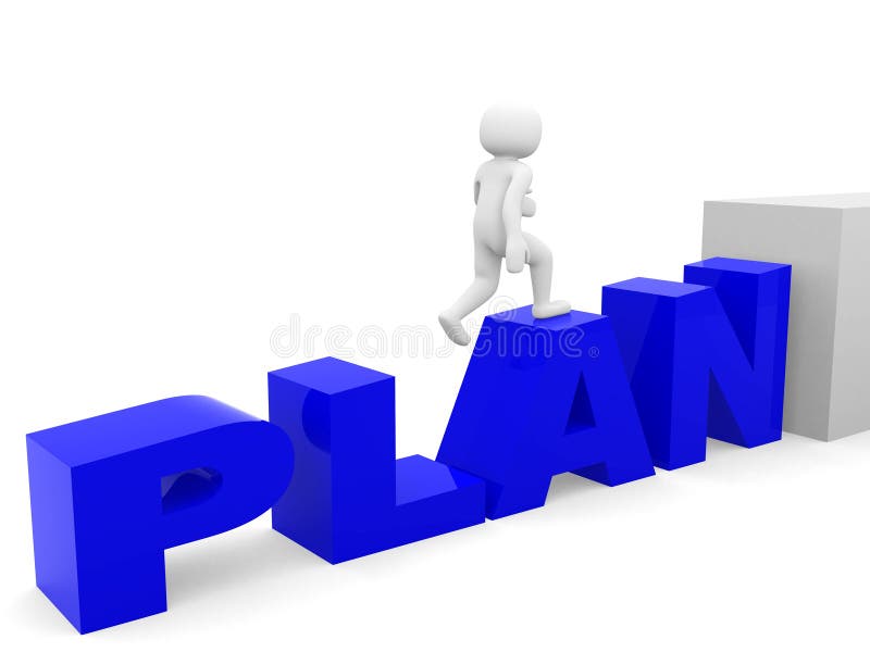 3D Person Climbing the Text Plan Stock Illustration - Illustration of ...