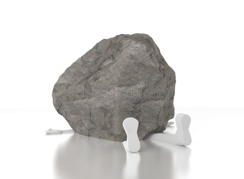 3d Person Crushed by a Heavy Rock Stock Illustration - Illustration of ...