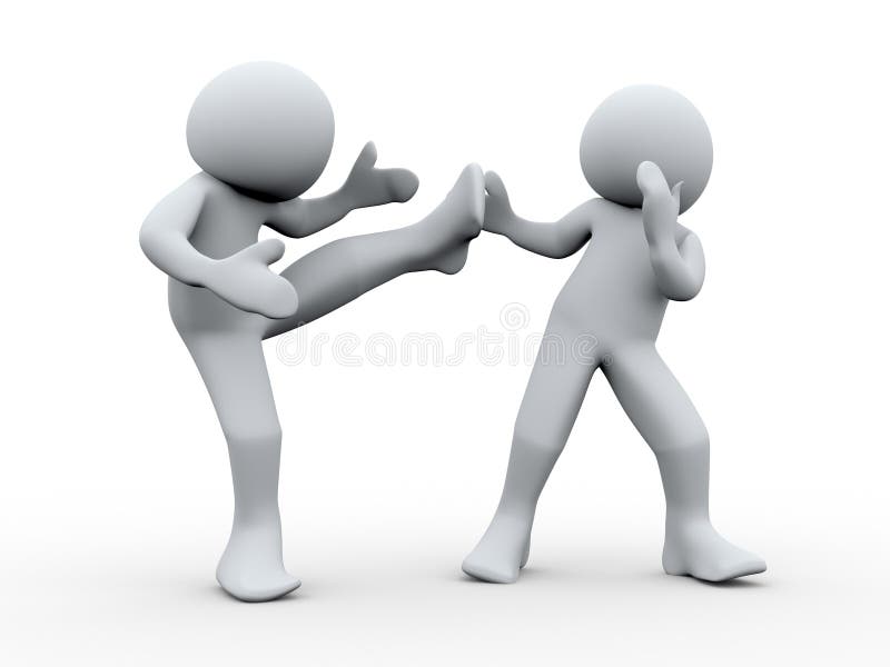 3d small people fighting. stock illustration. Illustration of legs ...