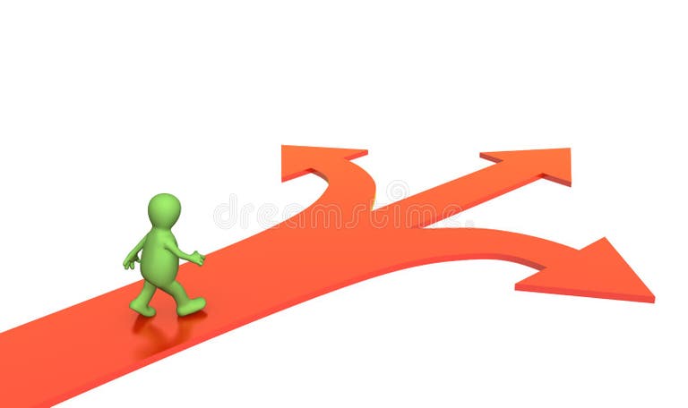 3d Person, Going To a Fork of Three Roads Stock Illustration ...