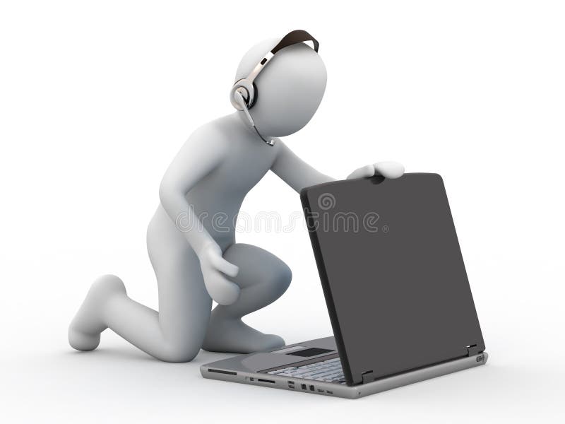 3d Person with Headsets and Notebook Stock Illustration - Illustration ...