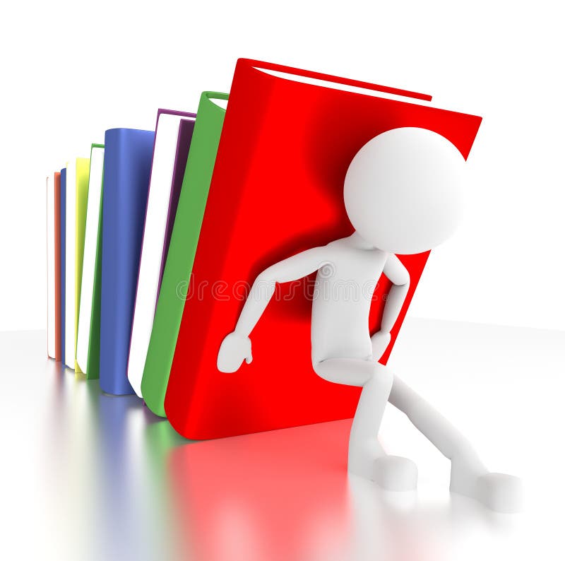 3d Person Holds Falling Books Stock Illustration - Illustration of ...