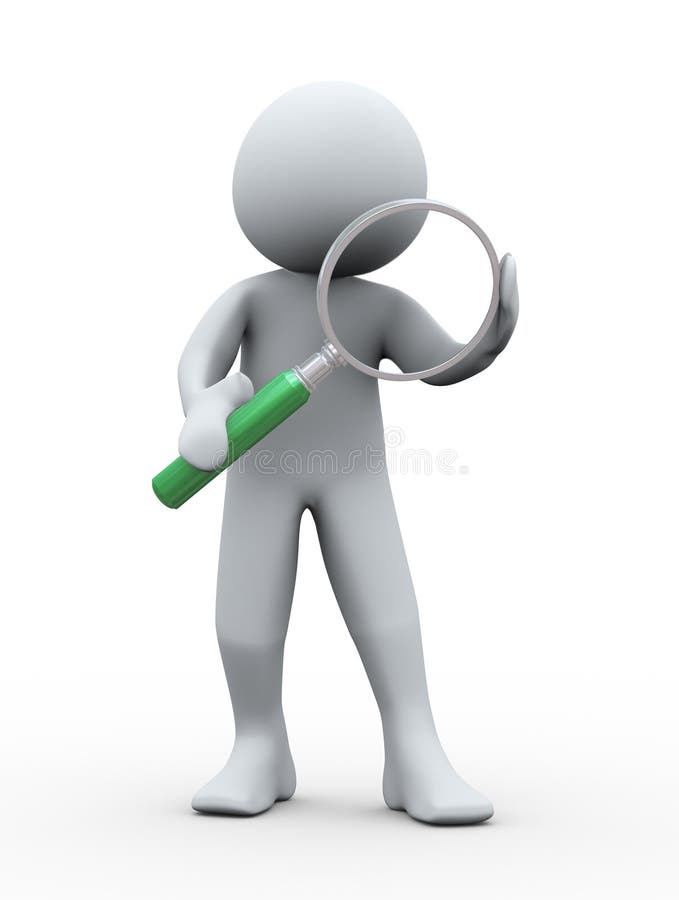 3d person and magnifier stock illustration. Illustration of concept ...