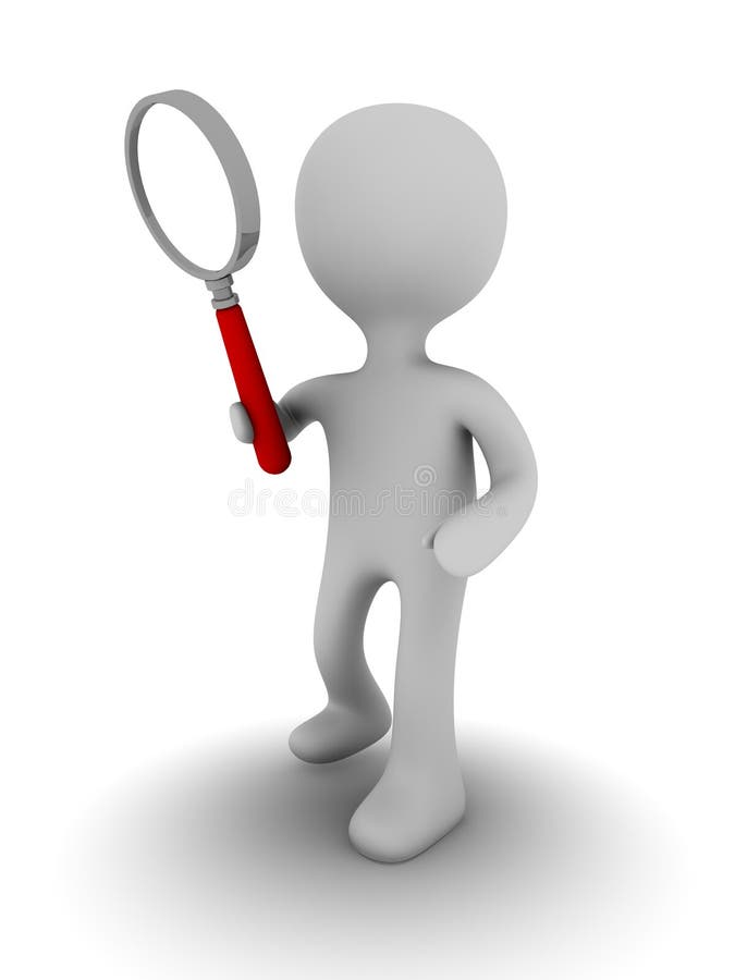 3d Person with Magnifying Glass Stock Illustration - Illustration of ...