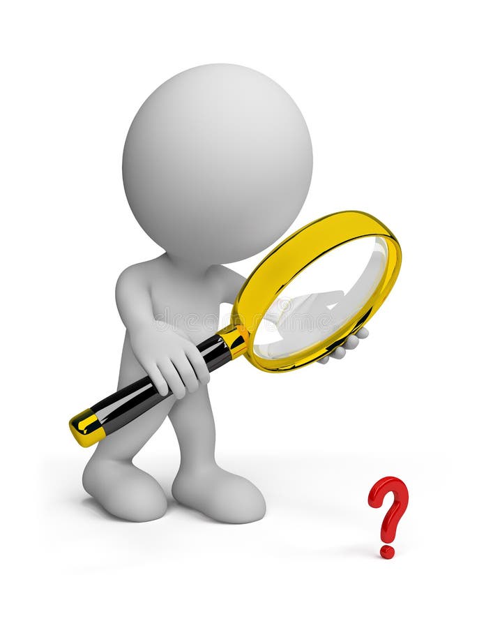 3d Man Holding Magnifying Glass Stock Illustration - Illustration of ...