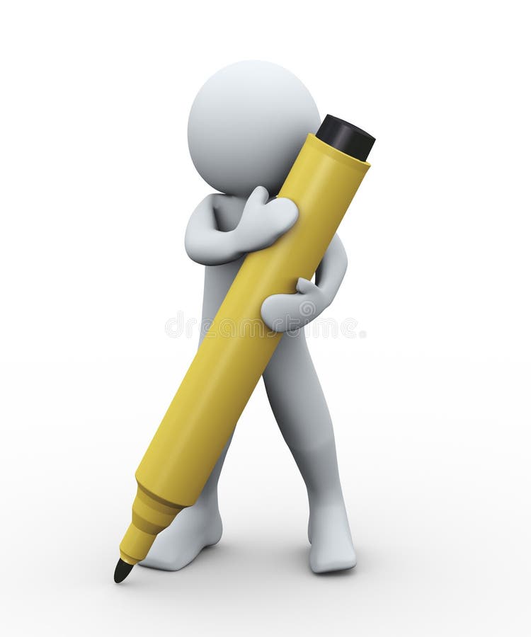 3d person and marker stock illustration. Illustration of hold - 26496440