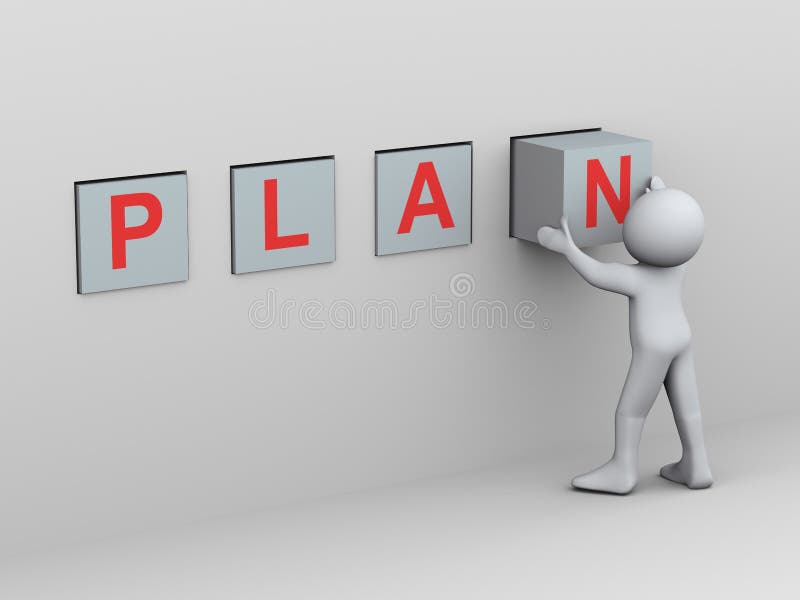 3d Man Plan Word Presentation Stock Illustration - Illustration of idea ...