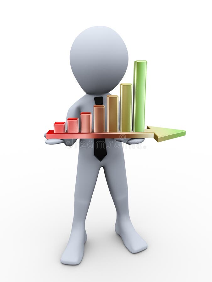 3d Person and Progress Bars Stock Illustration - Illustration of gain ...