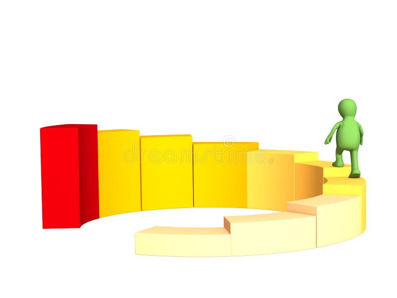 3d Person, Rising Upwards on a Ladder of Career Stock Illustration ...