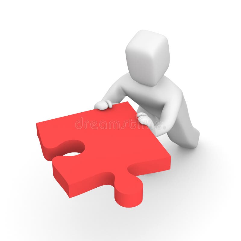 3d person with puzzle stock illustration. Illustration of communication ...