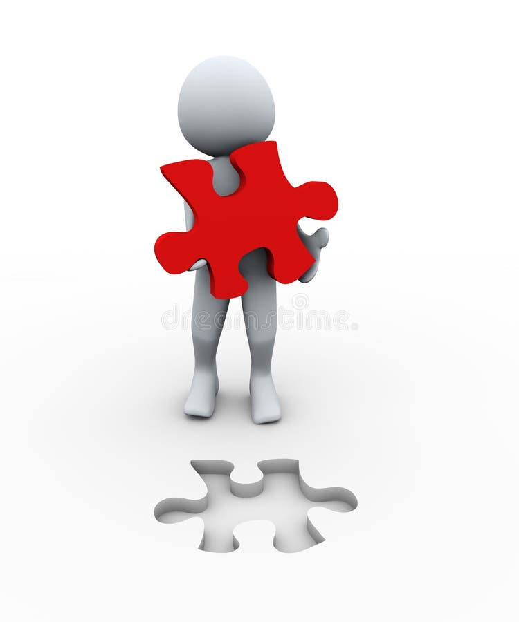 3d person and puzzle piece stock illustration. Illustration of decision ...